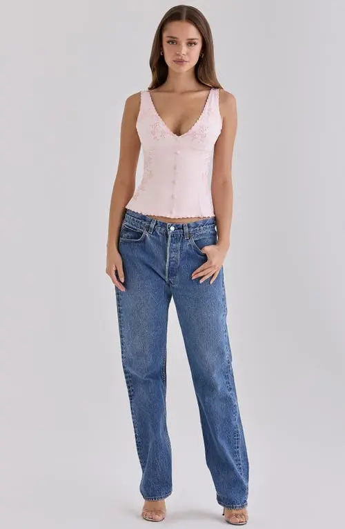 House Of Cb Sophine Embroidered V-neck Top