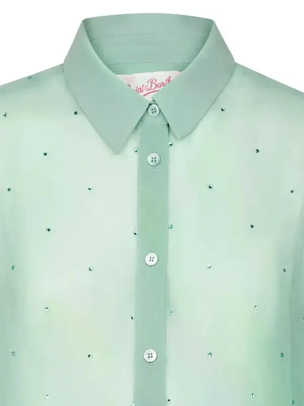 MC2 SAINT BARTH Crystal-embellished Semi-sheer Shirt