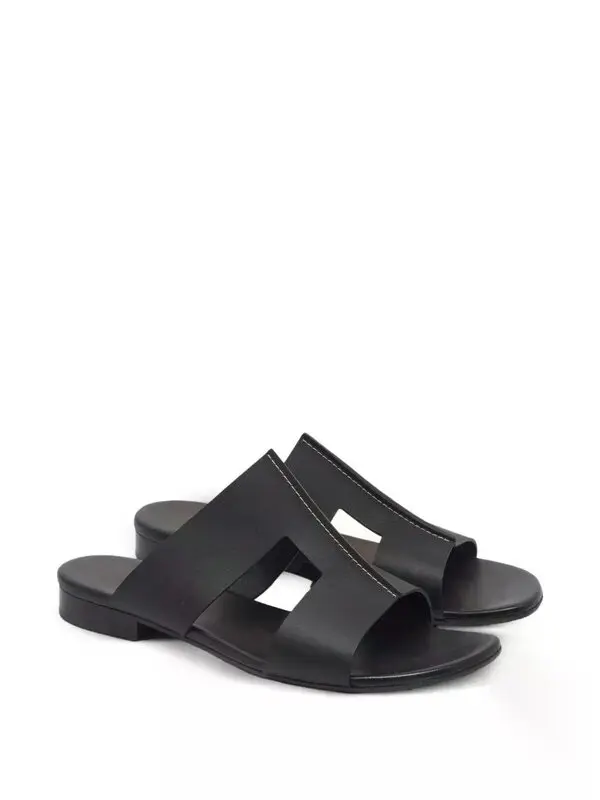 Hermès Contrast-stitch Flat Sandals - Black