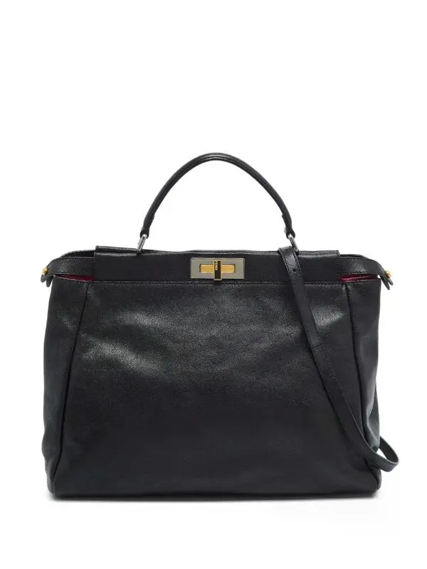 Fendi 2009 Peekaboo Leather Tote Bag - Black