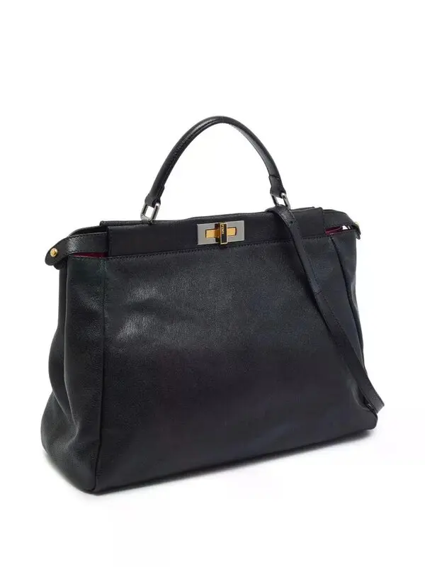 Fendi 2009 Peekaboo Leather Tote Bag - Black