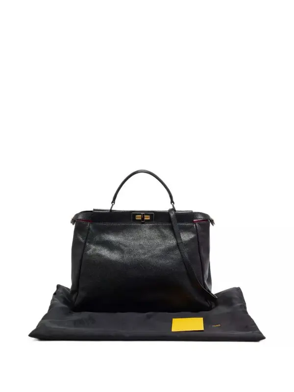 Fendi 2009 Peekaboo Leather Tote Bag - Black
