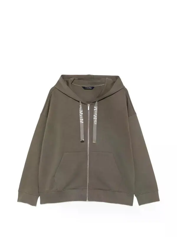 Max Mara Logo-drawstring Zip-up Hoodie - Brown