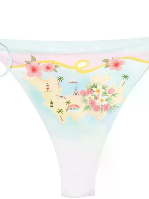MC2 SAINT BARTH Graphic-print Side-tie Bikini Bottoms - Blue
