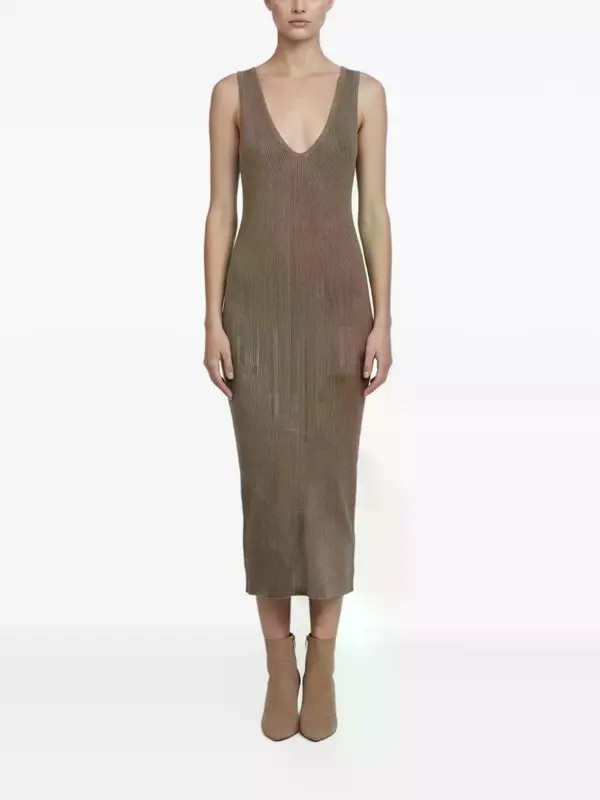 JAMES PERSE Rib-knit Sleeveless Midi Dress - Neutrals