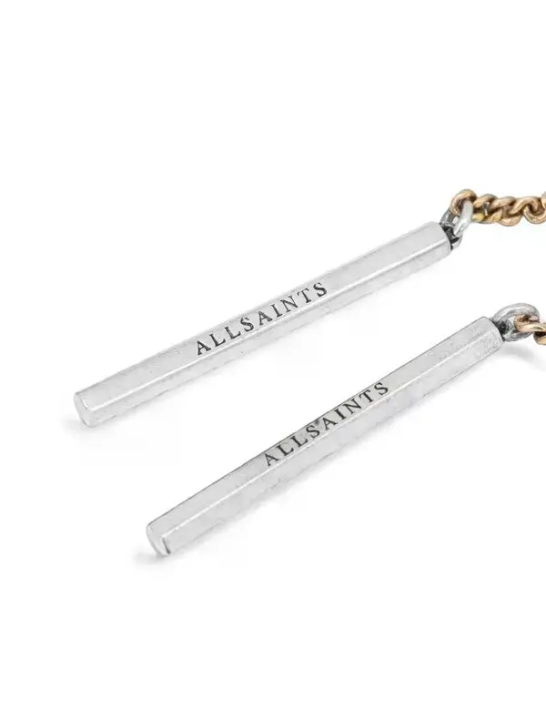 ALLSAINTS Hexagon-stud Curb-chain Earrings - Gold