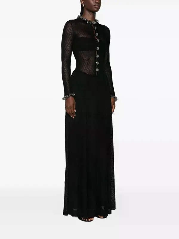 SELF-PORTRAIT Embellished Open-knit Maxi Dress