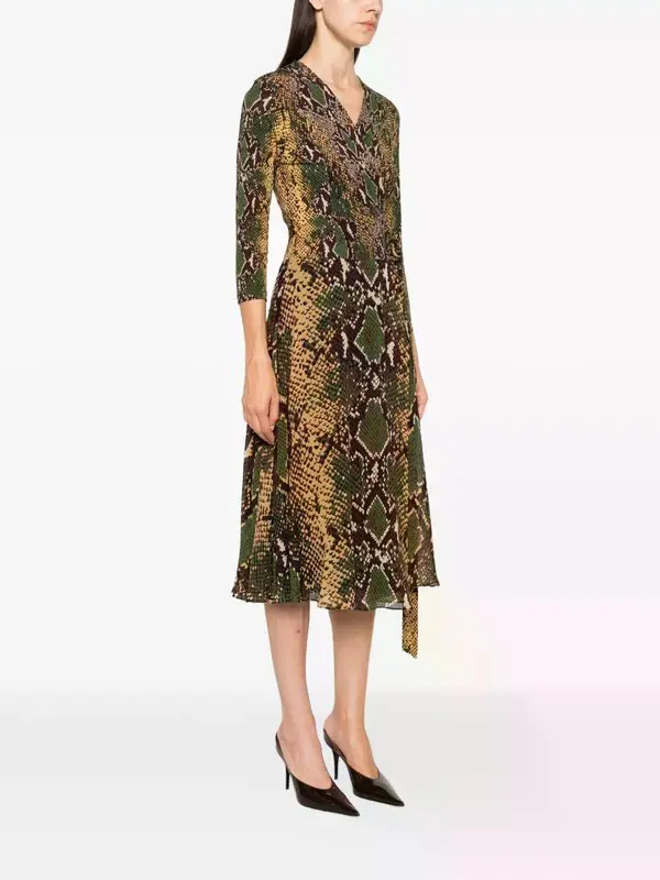 Diane Von Furstenberg Irina Snake-print Wrap Midi Dress - Neutrals