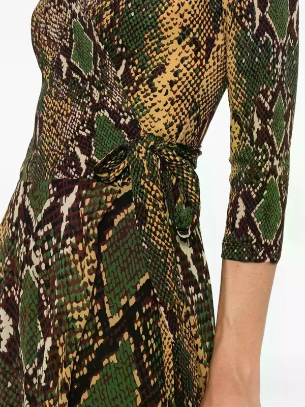 Diane Von Furstenberg Irina Snake-print Wrap Midi Dress - Neutrals
