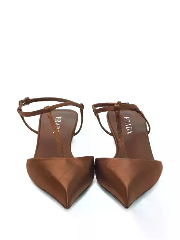 Prada Satin Ankle-strap Pumps - Brown