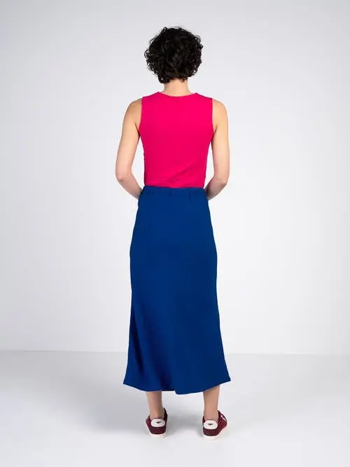 KETTLEWELL Bias Cut Linen Blend Skirt - Bright Navy