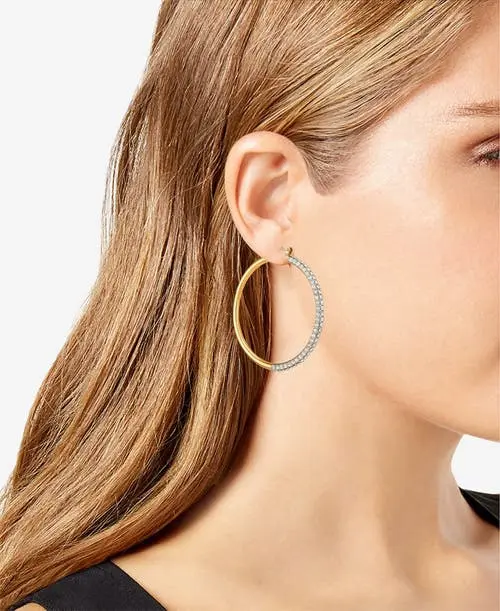 Guess Tone Pavé Crystal Hoop Earrings