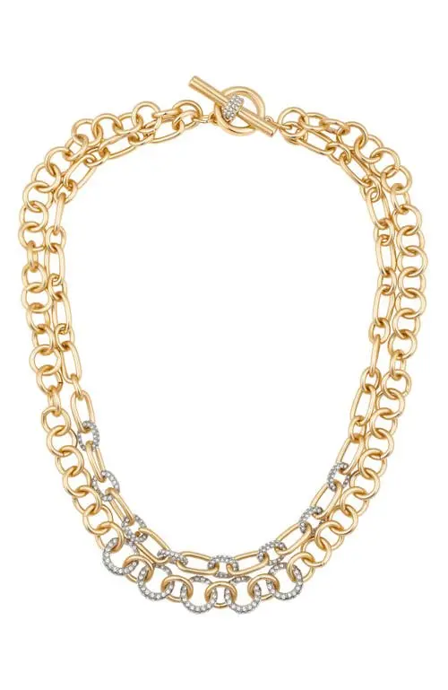 Guess Tone Crystal Toggle Necklace