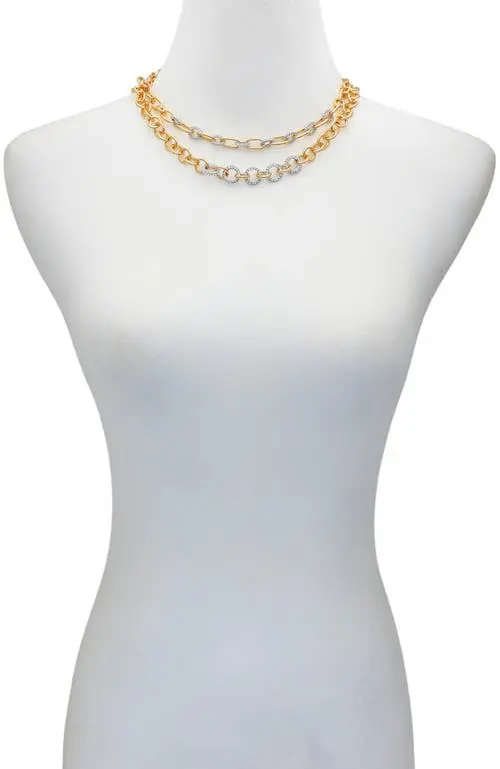 Guess Tone Crystal Toggle Necklace