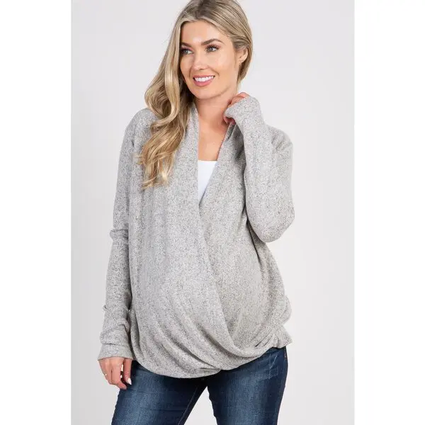 PINKBLUSH Knit Draped Wrap V-neck Nursing Top