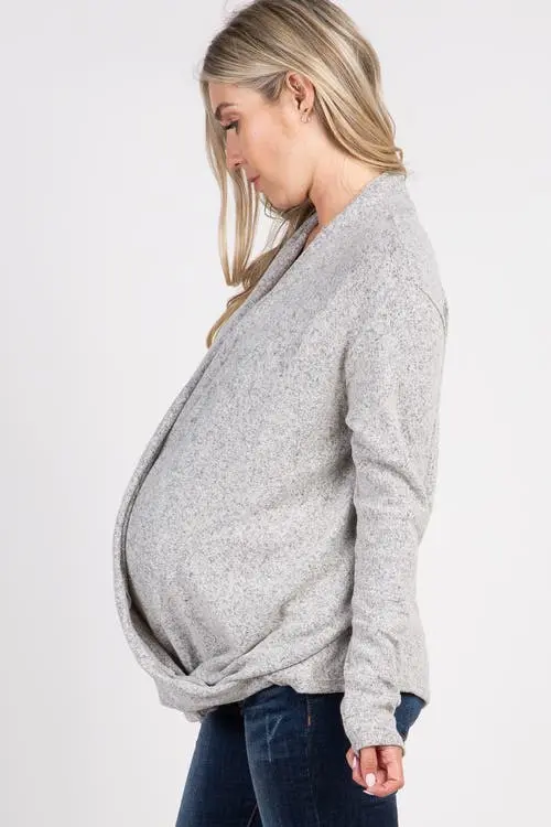 PINKBLUSH Knit Draped Wrap V-neck Nursing Top