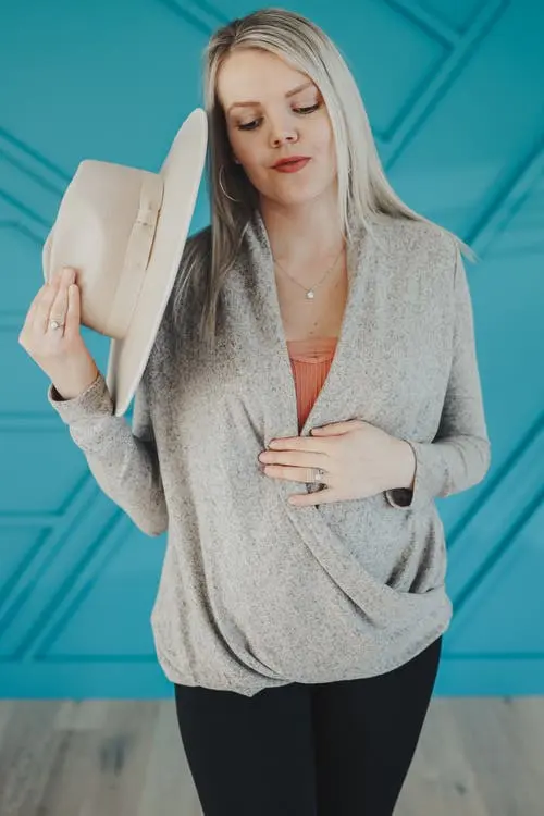 PINKBLUSH Knit Draped Wrap V-neck Nursing Top