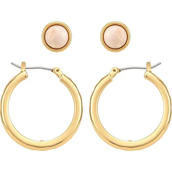 Guess Tone Serpentine Stud & Hoop Earring Set - Gold