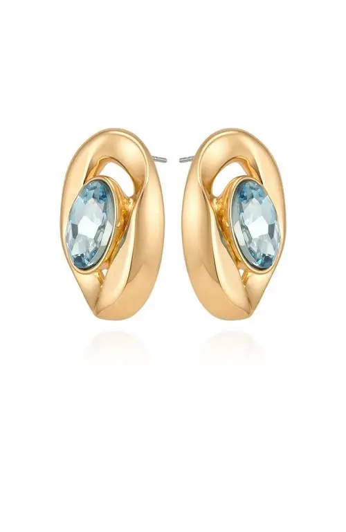 Guess Tone Aqua Stone Stud Earrings