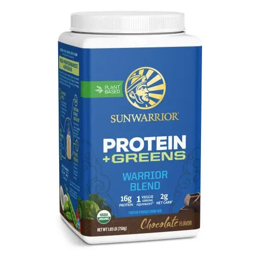 SUNWARRIOR Organic Warrior Blend+ Greens Protein Powder - Chocolate