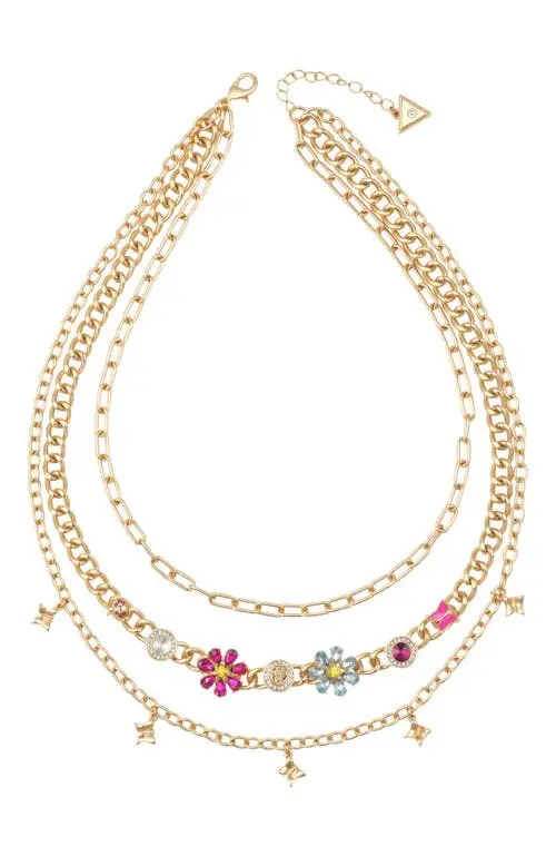 Guess Tone Layered Multi Stone Necklace Set