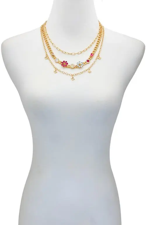 Guess Tone Layered Multi Stone Necklace Set