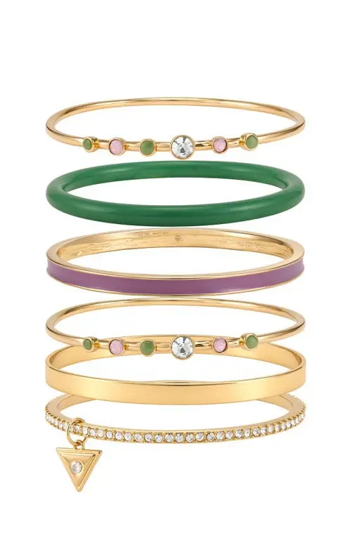 Guess Tone Crystal & Multi Stone Bangle Bracelet Set