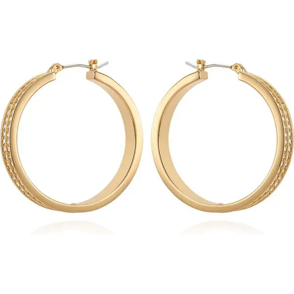 Guess Tone Crystal Hoop Earrings - Gold