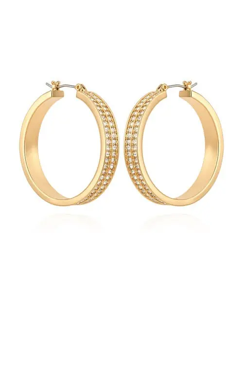 Guess Tone Crystal Hoop Earrings