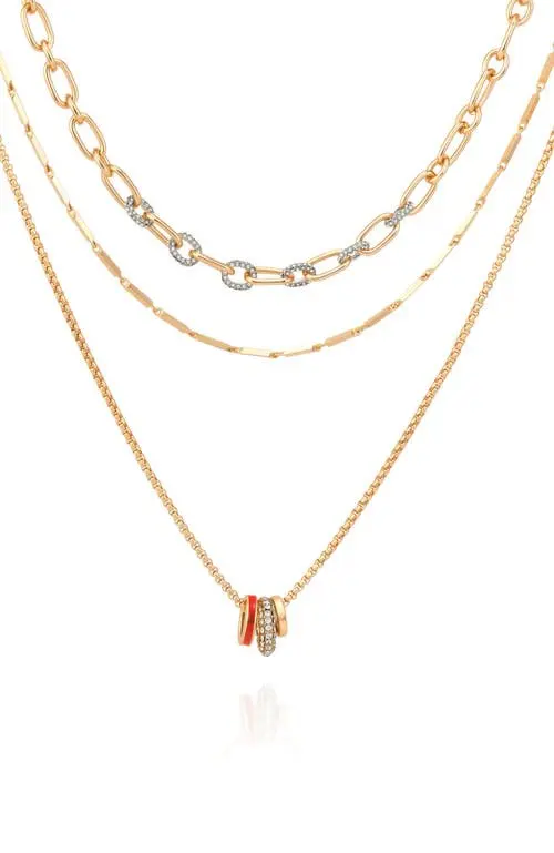 Guess Tone Layered Crystal Necklace - Gold