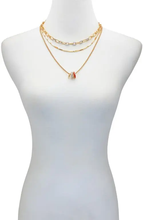Guess Tone Layered Crystal Necklace