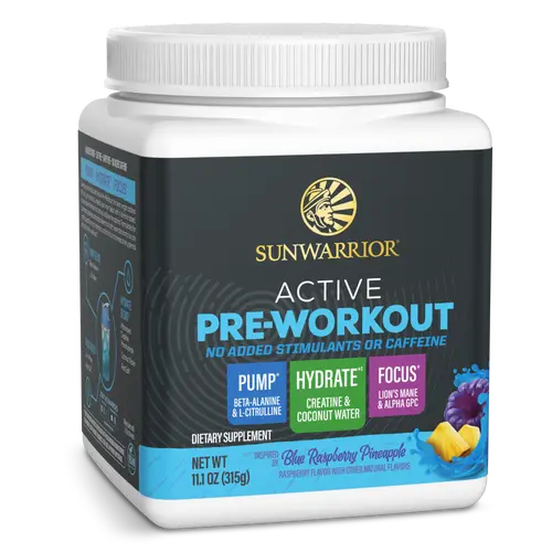 SUNWARRIOR Active Pre-workout Powder, Non Stim - Blue Raspberry Pineapple