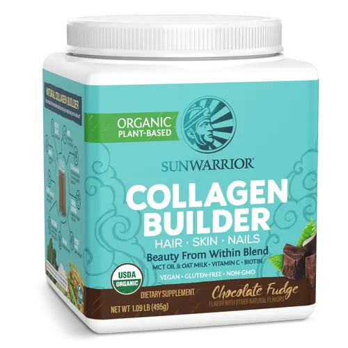 SUNWARRIOR Organic Collagen Builder Powder, Chocolate Fudge - No Color
