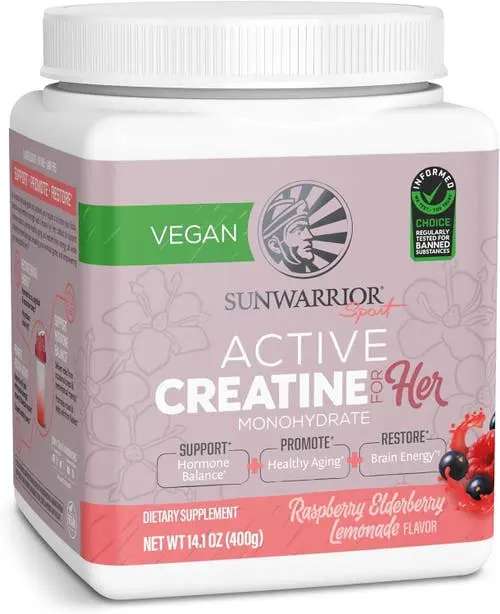 SUNWARRIOR Active Creatine Powder For Her - Raspberry Elderberry Lemonade
