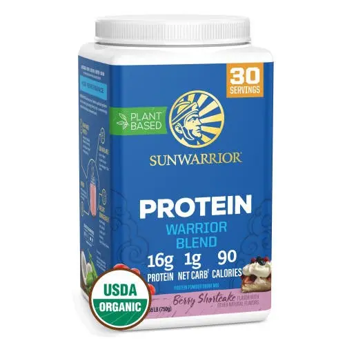 SUNWARRIOR Organic Warrior Blend Berry Shortcake Protein Powder Tub - 750g