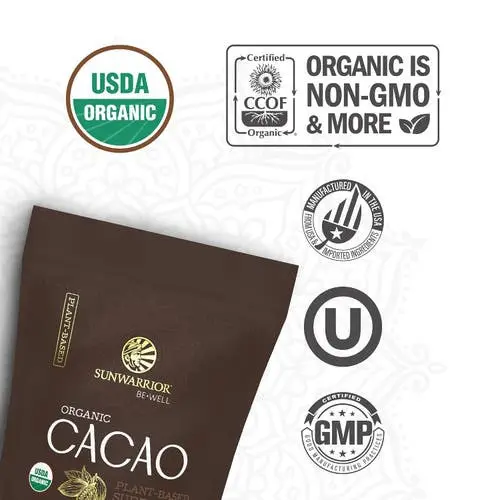 SUNWARRIOR Organic Be Well Cacao Powder 455g Pouch