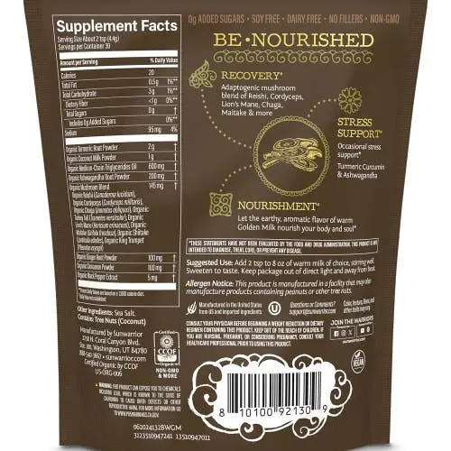 SUNWARRIOR Organic Be Well Golden Milk Powder