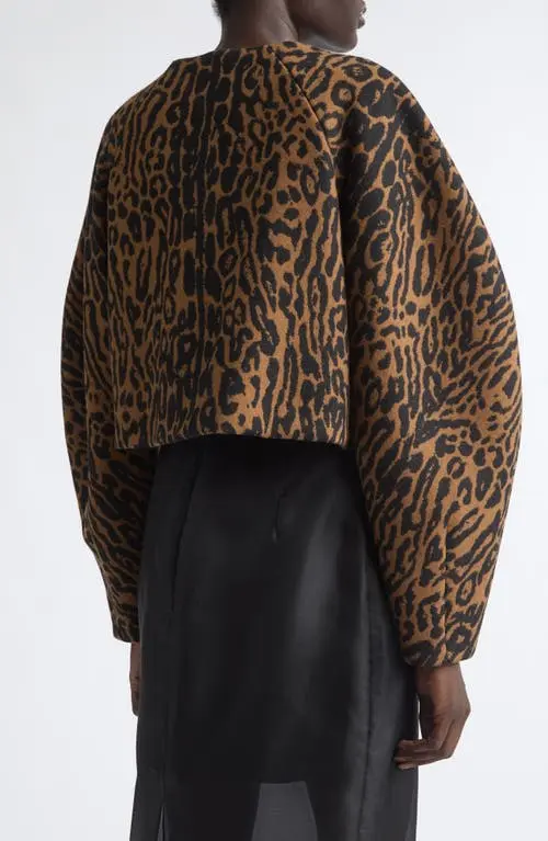 Carolina Herrera Leopard Print Wool Cocoon Jacket