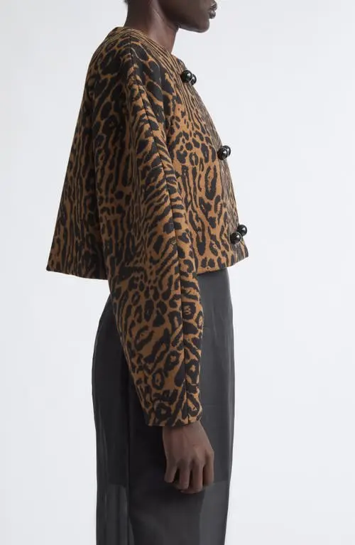 Carolina Herrera Leopard Print Wool Cocoon Jacket
