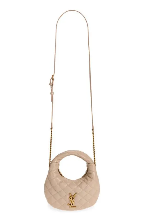 Saint Laurent Icarino Mini Quilted Nappa Leather Crossbody Bag - Dark Beige