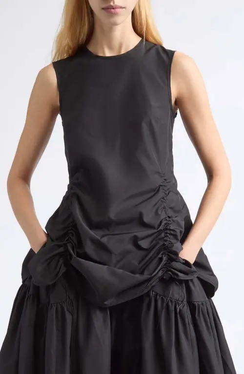 Cecilie Bahnsen Unika Ruched Recycled Faille Top - Black