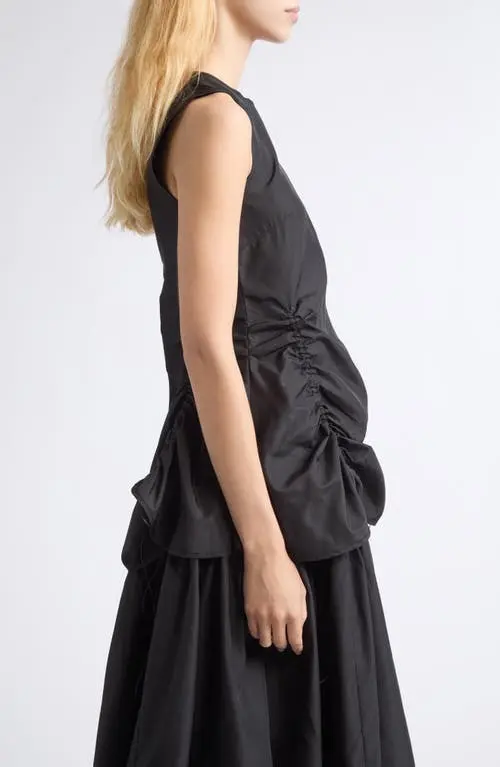Cecilie Bahnsen Unika Ruched Recycled Faille Top - Black