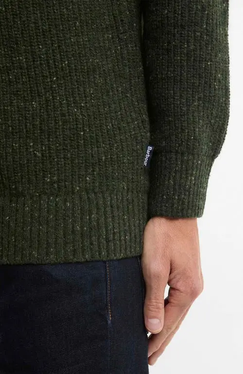 Barbour Essentials Fleck Shawl Collar Sweater - Olive