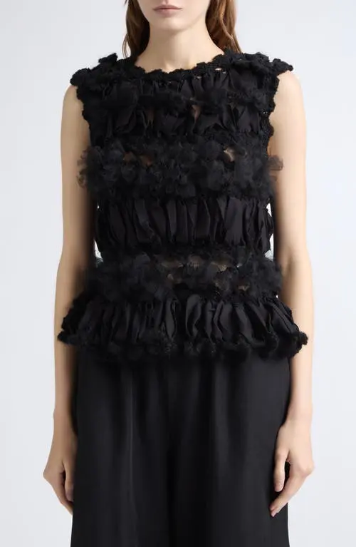 Tao Comme Des Garçons Hairpin Lace Crochet Sleeveless Top - Black