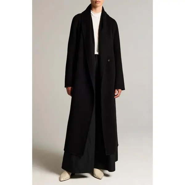 Vince Shawl Collar Wool & Cashmere Long Coat - Black