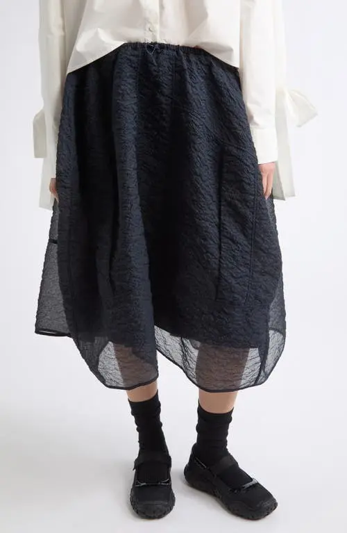 Cecilie Bahnsen Fosia Matelassé Midi Skirt - Navy