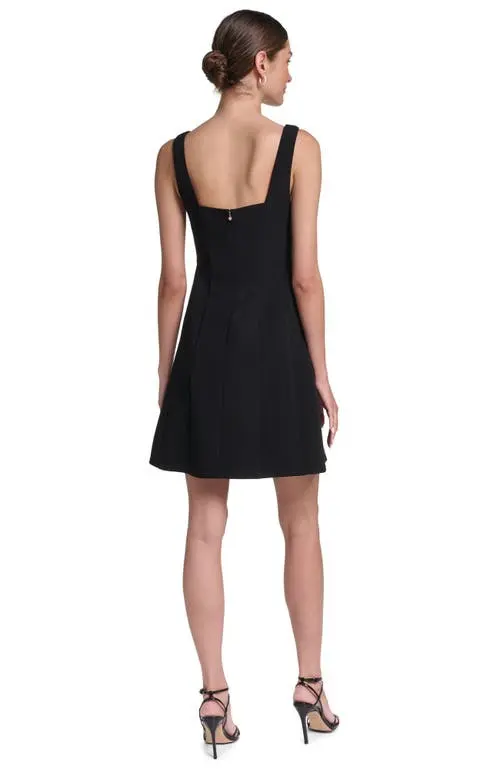 Halston Sleeveless Embellished Crepe Shift Dress - Black