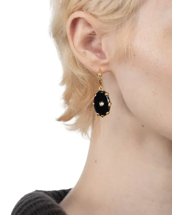 Alexis Bittar Georgian Leverback Drop Earring - Black Agate