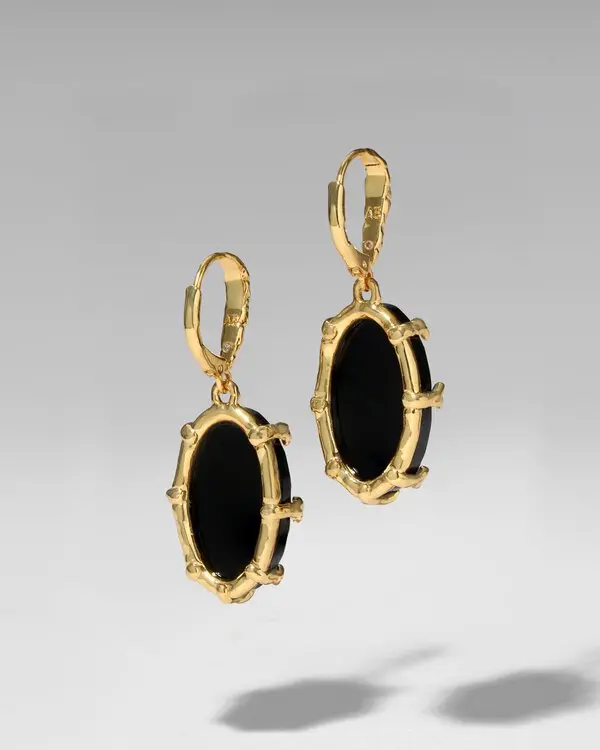 Alexis Bittar Georgian Leverback Drop Earring - Black Agate
