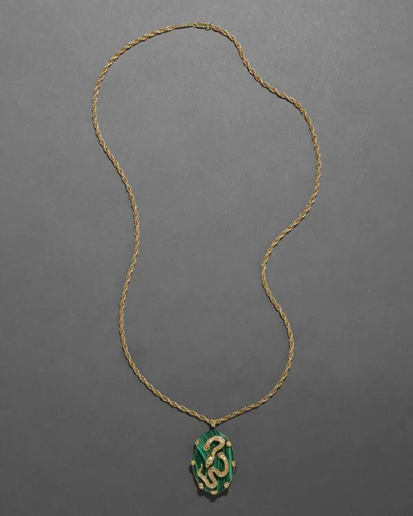 Alexis Bittar Georgian Serpent Cameo Necklace - Malachite